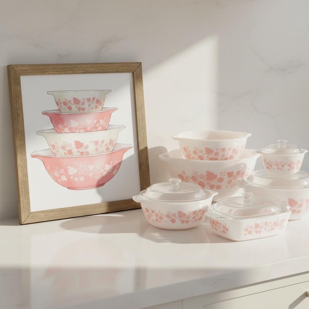 Pyrex Gooseberry Framed Art Retro Kitchen Wall Decor Vintage Pyrex ...