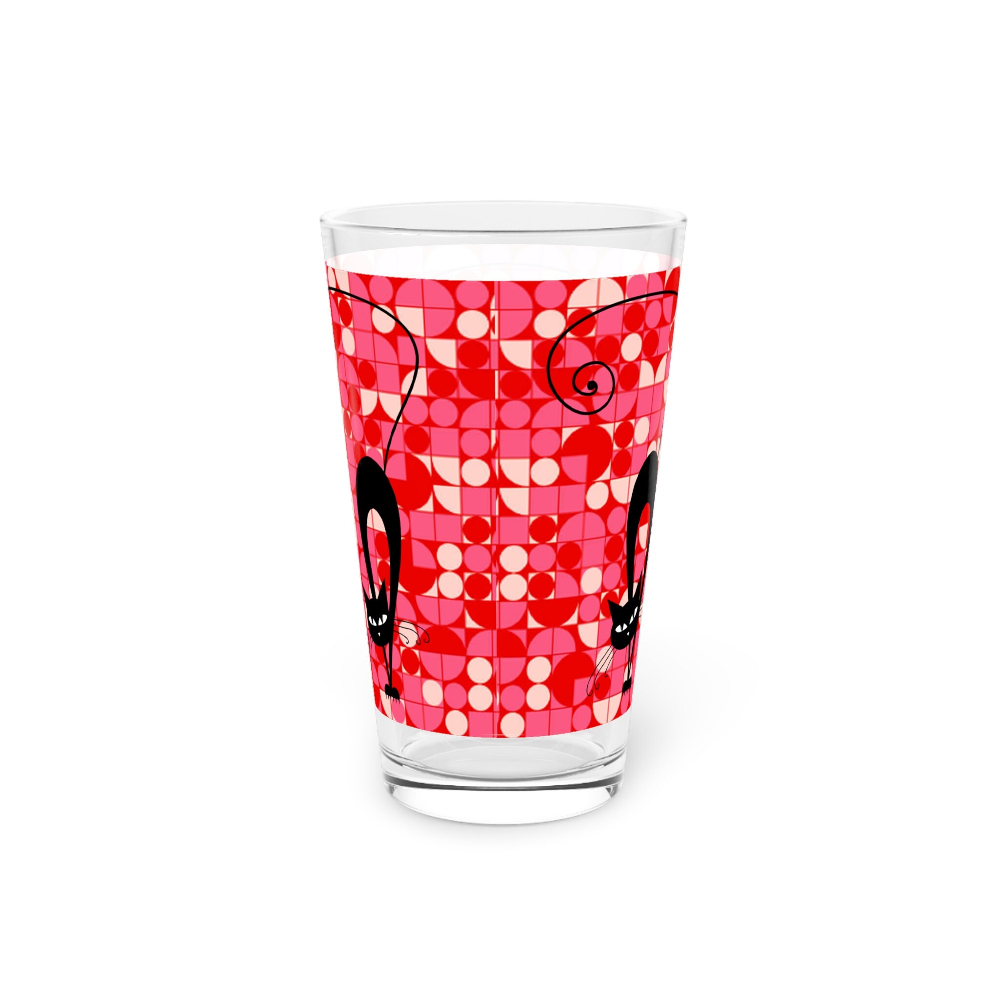 Atomic Cat Glassware MCM Cat Drinking Glasses Black Cat Mid Century ...