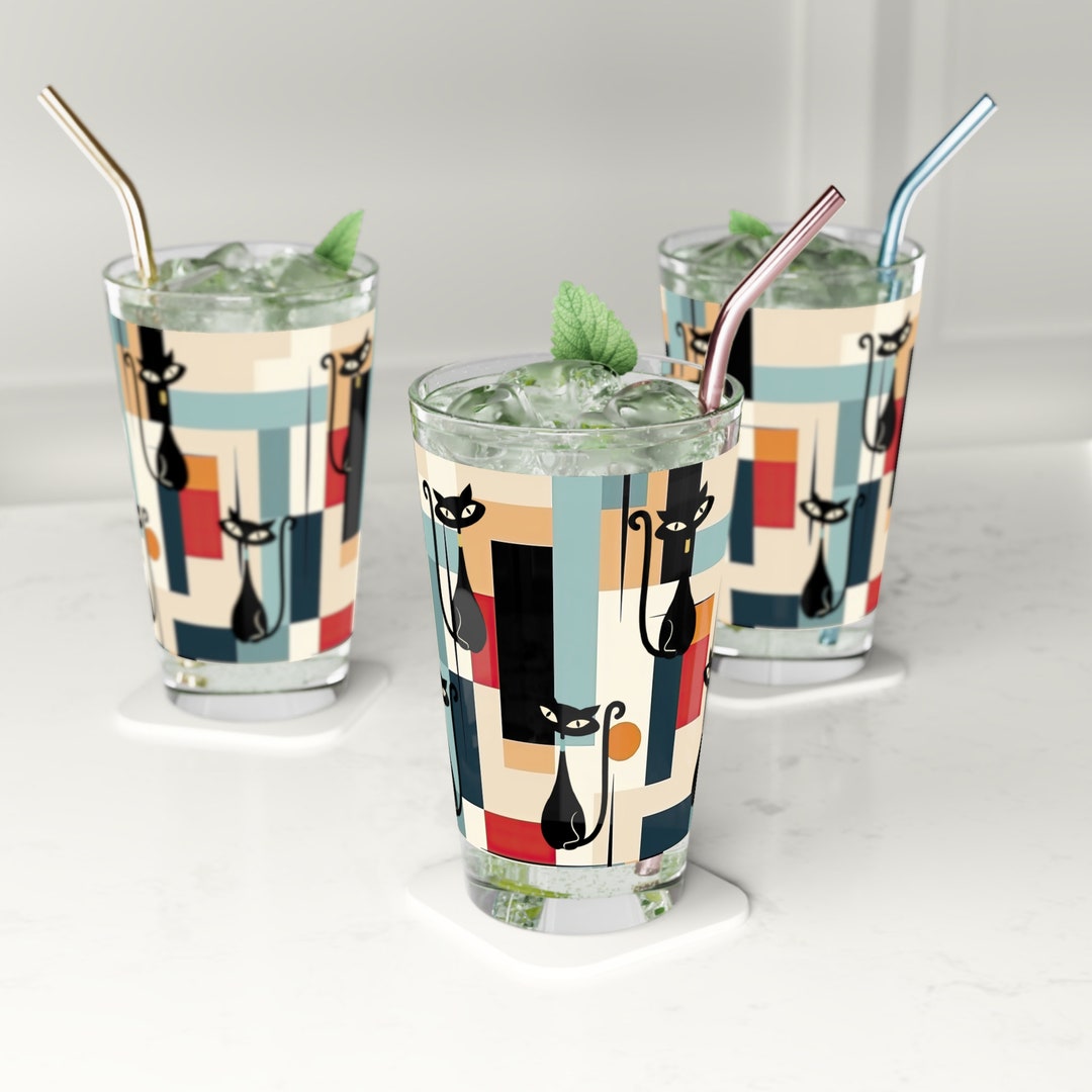 Atomic Cat Glasses Mid Century Modern Art Inspired by MCM Mid Century ...