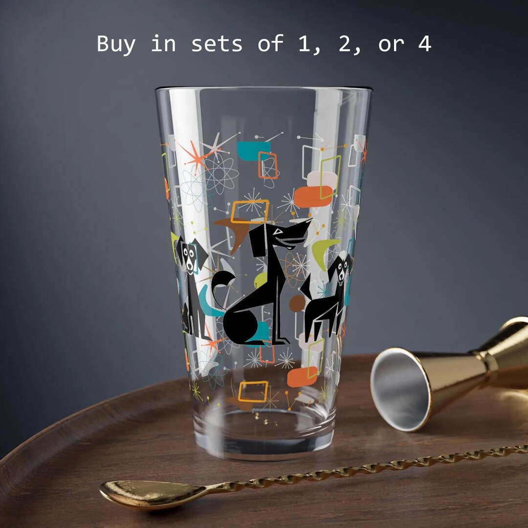 Atomic Dog Glass Mid Century Modern Glass Set of 1,2, or 4 Retro Atomic ...