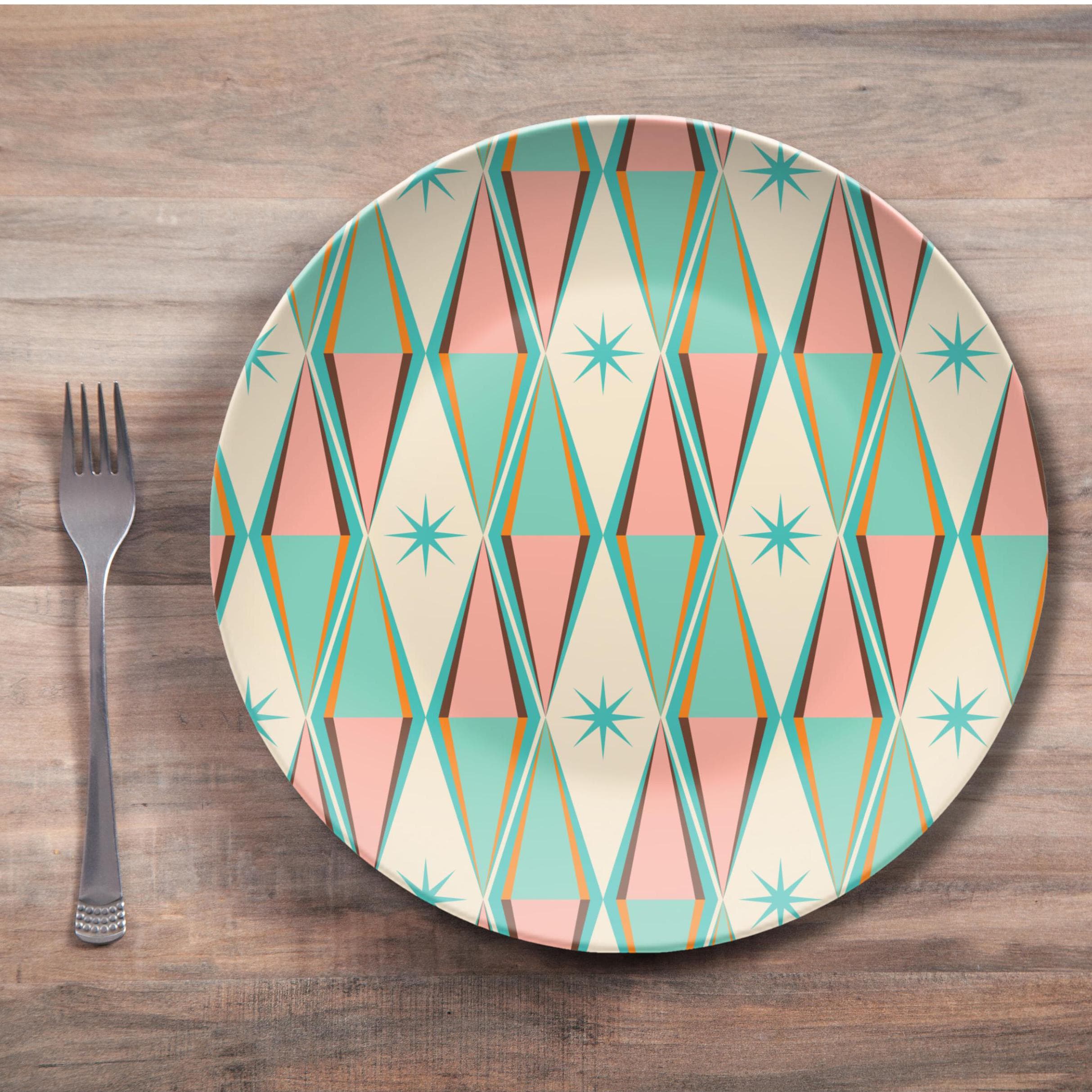 Mid Mod Atomic Starburst Plate 50s Vintage Mid Century Modern Lime ...