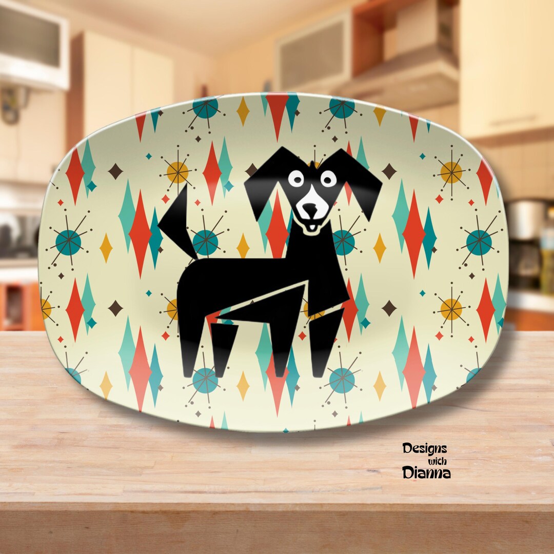 Atomic Dog Platter Retro Mid Century Modern Platter Retro Serving Tray ...
