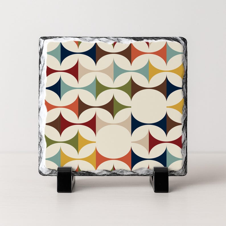 Mid Century Modern Geometric Slate Tile – Colorful Retro Pattern Art ...