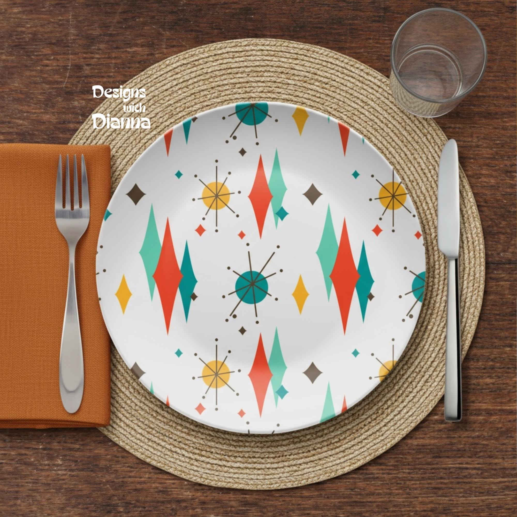 Atomic Starburst Dinner Plate MCM Atomic Style Plate 50s Vintage Mid ...