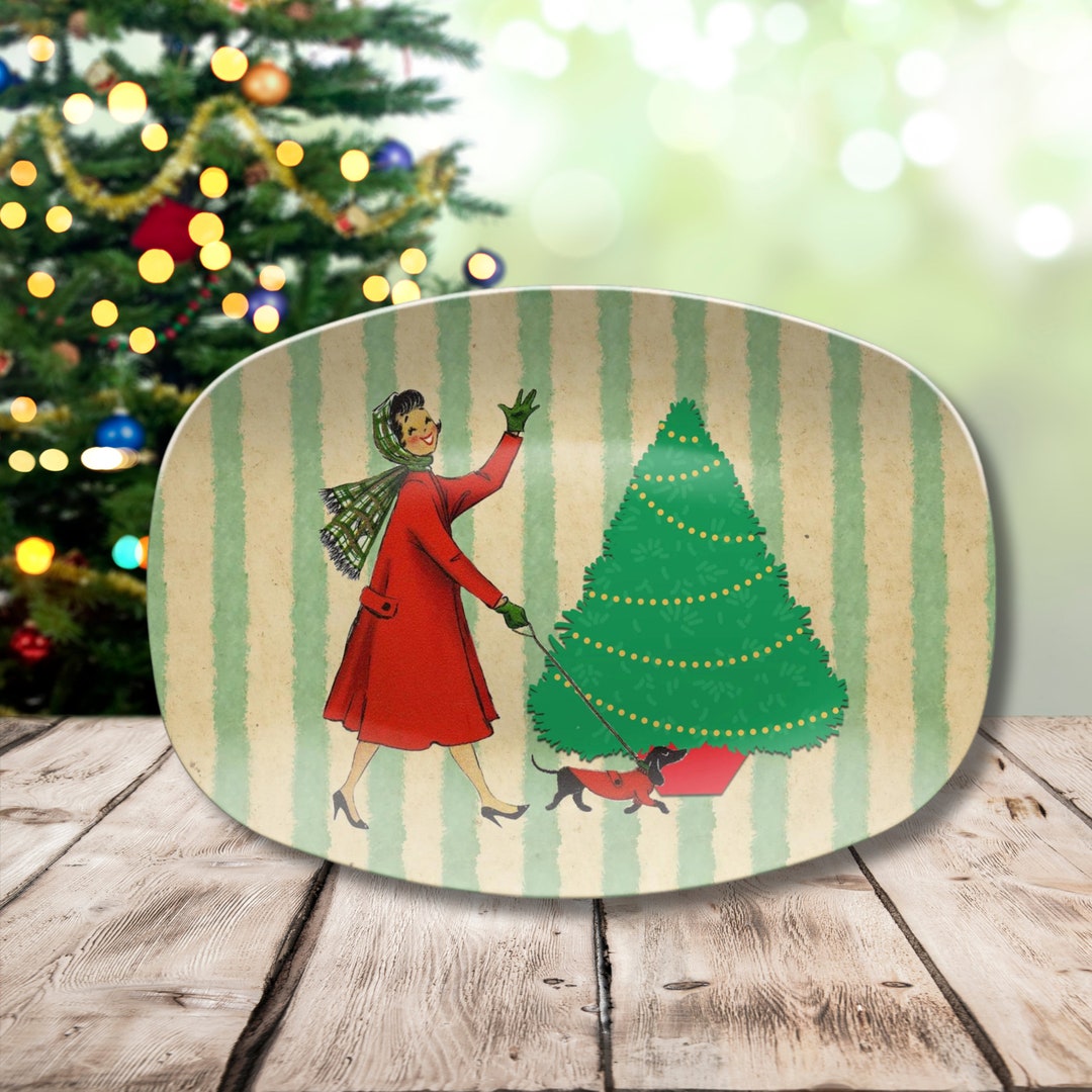 Retro Fun 1950s Kitsch Christmas Platter, Atomic Holiday Serving Tray ...