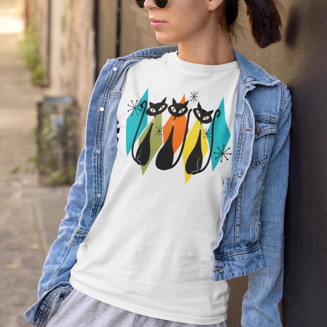 Atomic Cat Shirt Mid Century Modern Cat Shirt Unisex Retro Cats Tee ...