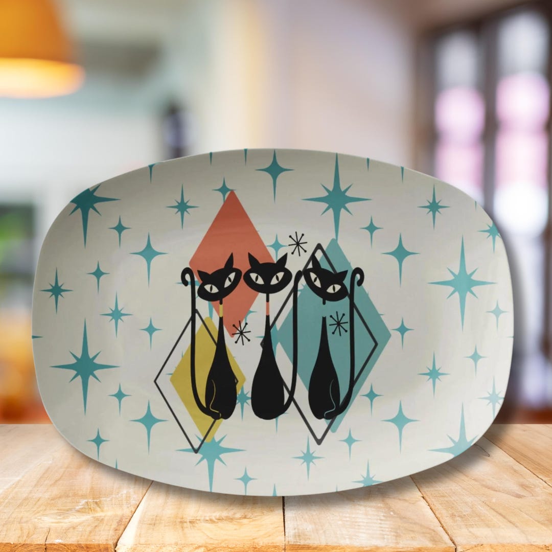 Atomic Cat Serving Platter, Atomic Cat Serving Tray, Mid Century Modern ...