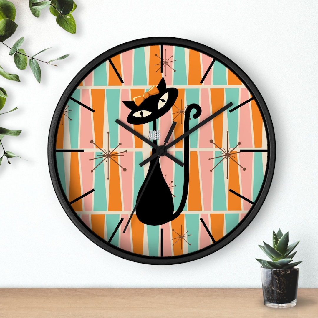 Retro Atomic Cat Wall Decor Atomic 50s Style Decor Mid Century Modern ...