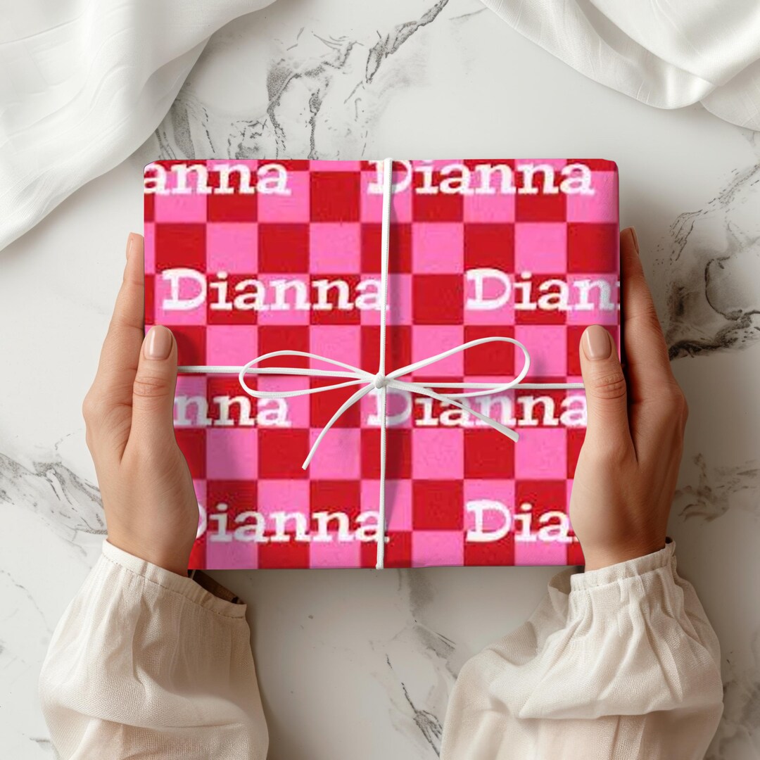 Retro Checkered Wrapping Paper Custom Vintage Red and Pink Checker Gift ...