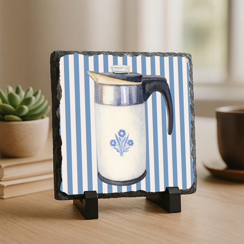 Corningware Blue Cornflower Slate Tile – Retro Coffee Percolator Art ...
