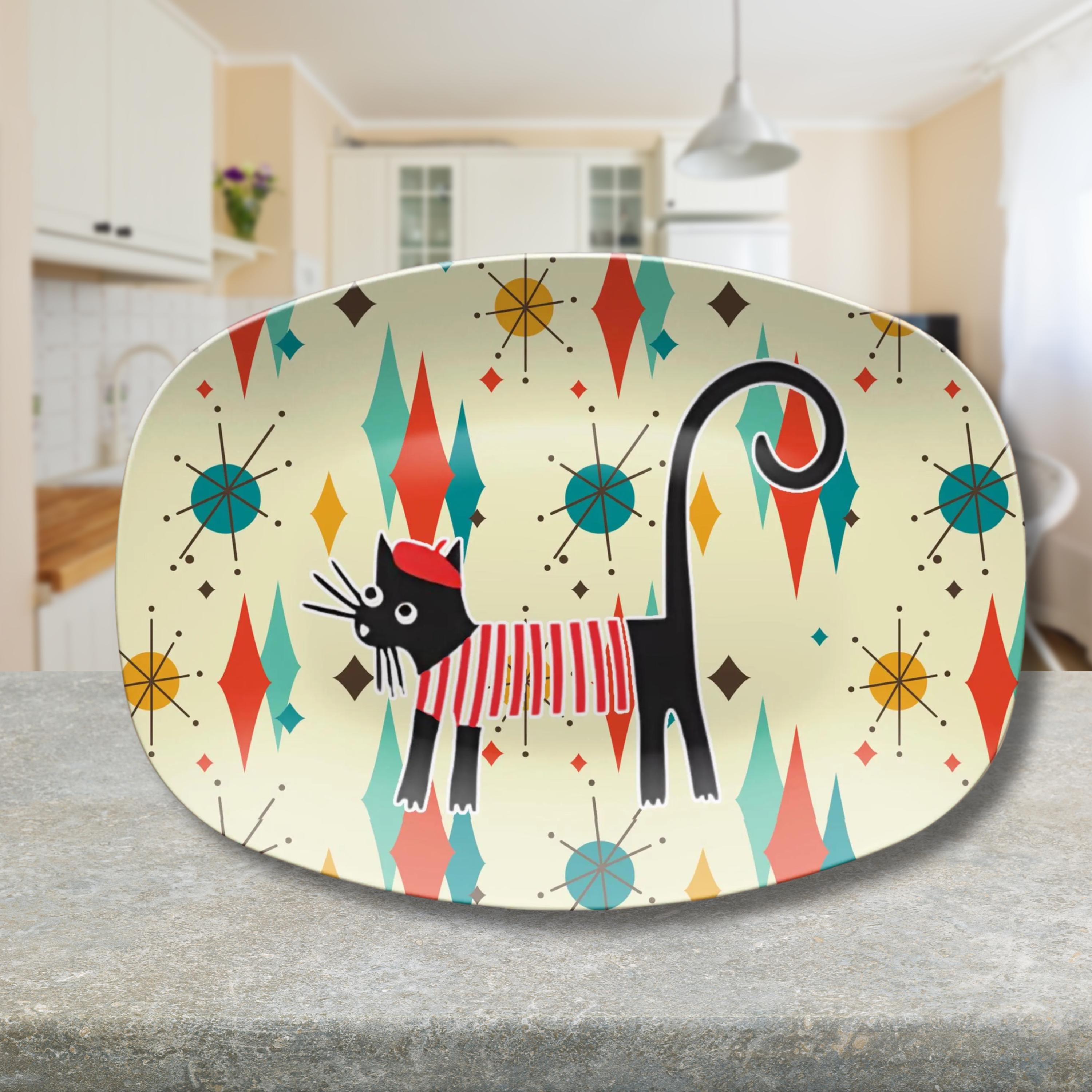 Atomic Cat Platter Retro Mid Century Modern Platter Retro Serving Tray ...