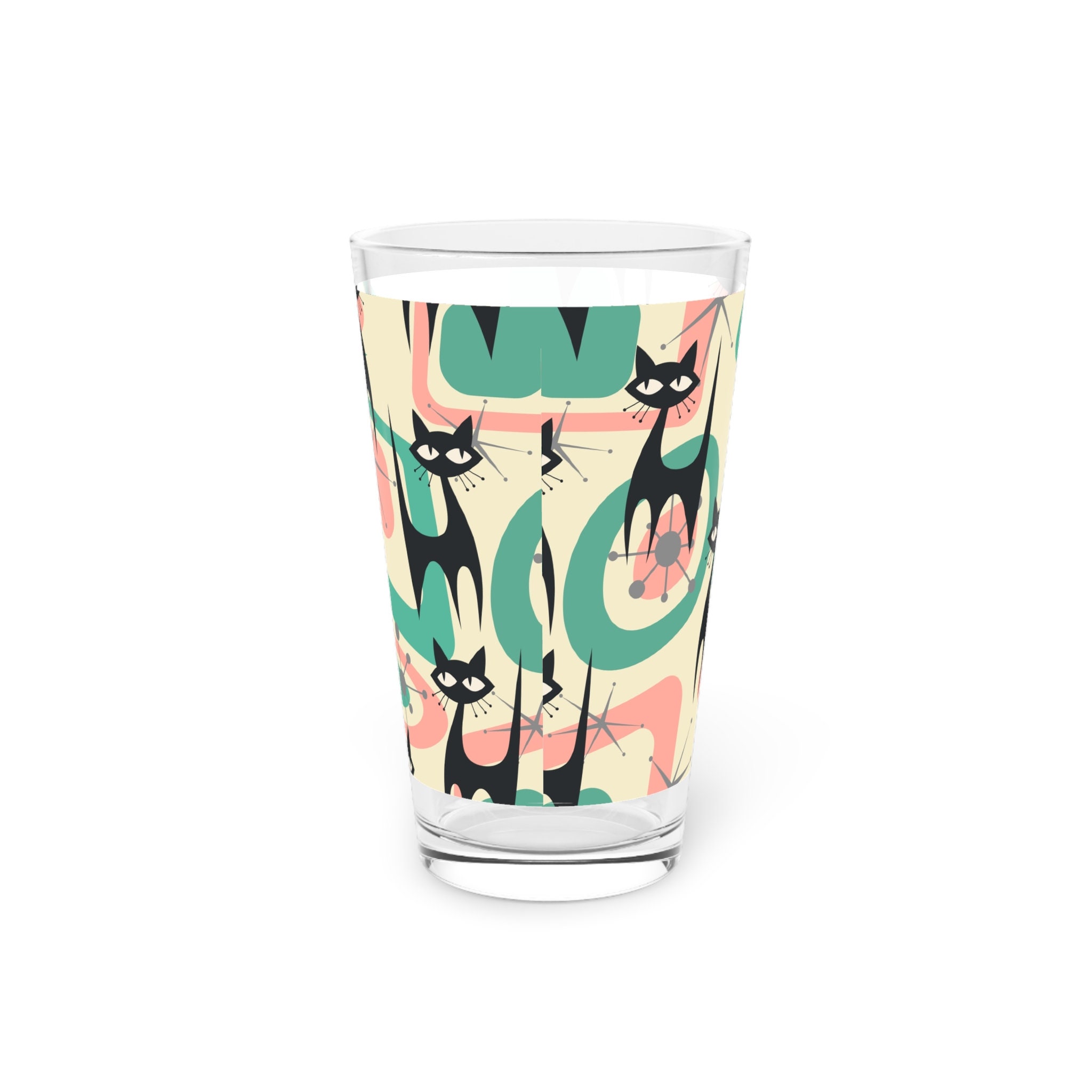 Atomic Cat Glassware MCM Cat Drinking Glasses Black Cat Mid Century ...