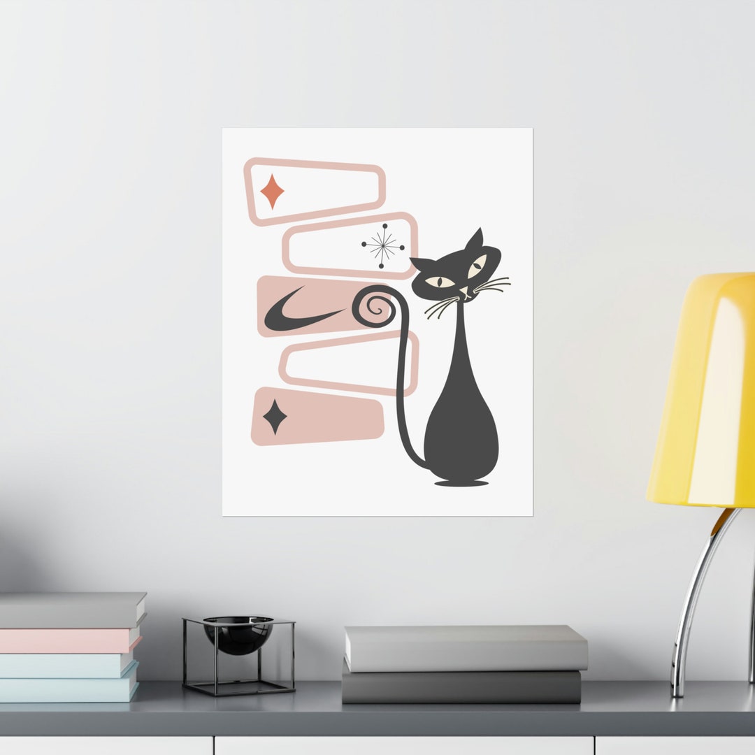 Atomic Black Cat Matte Vertical Poster, Atomic Cat Poster, Retro Atomic ...