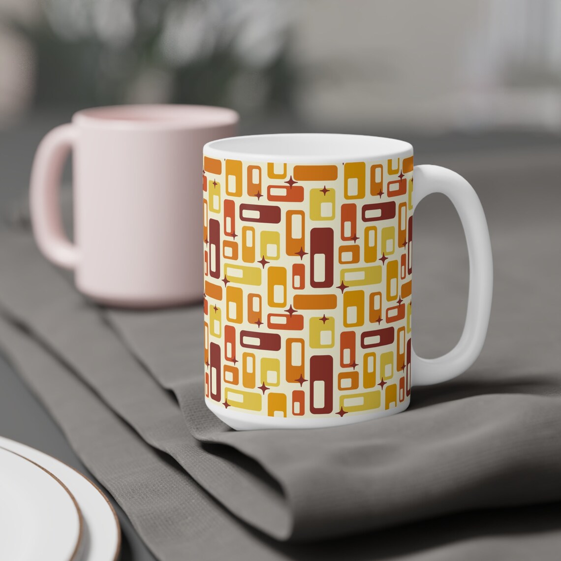 Mid Century Modern Atomic Geometric Coffee Mug, Abstract Coffee Mug ...