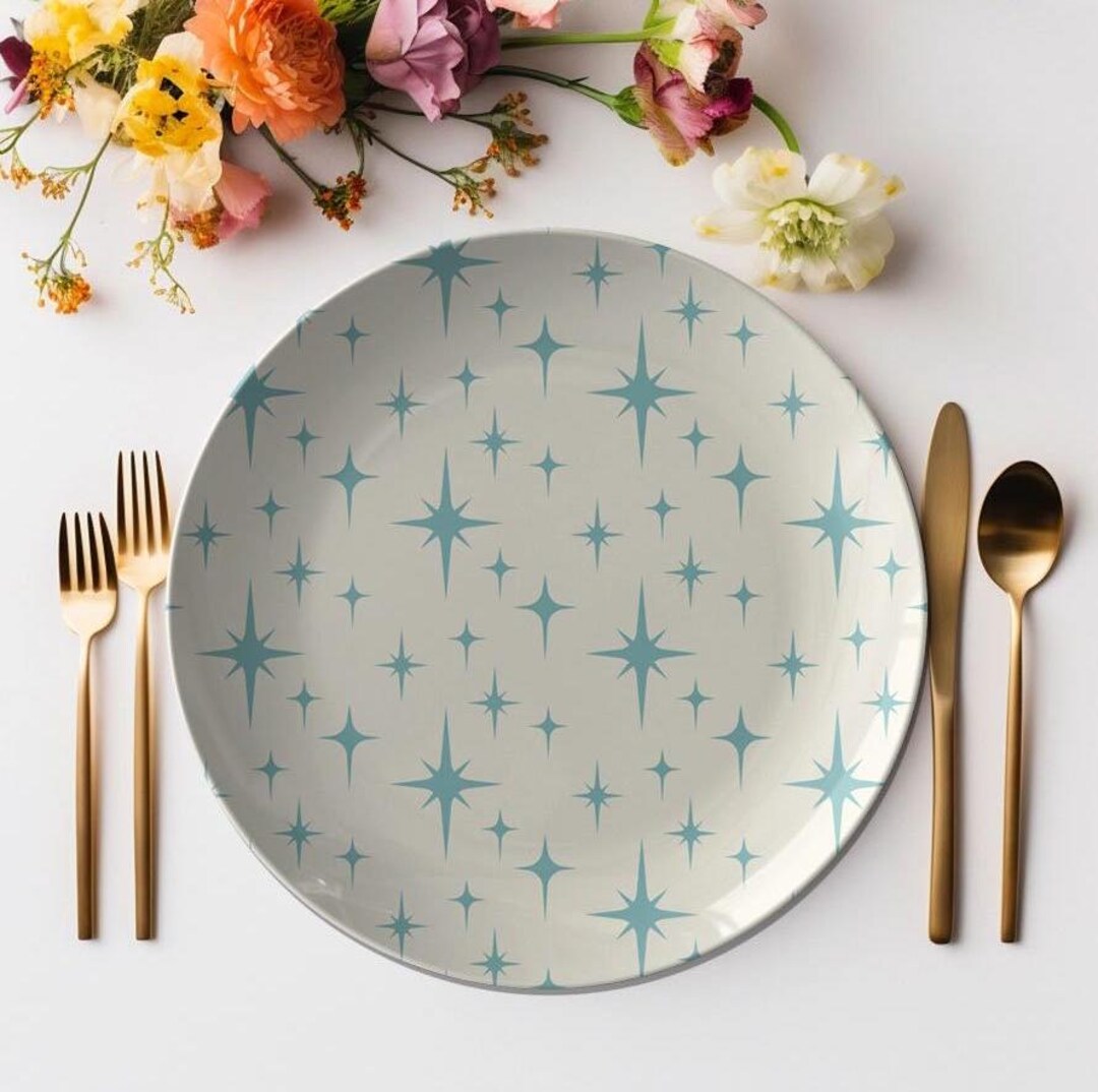 Mid Mod Atomic Starburst Plate, 50s Vintage Mid Century Modern Cream ...