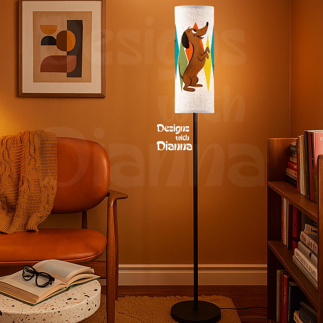 Mid Century Dachshund Floor Lamp Retro Dog Art Standing Lamp Atomic Dog ...