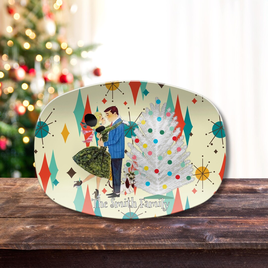 Retro Fun 1950s Kitsch Christmas Platter, Atomic Holiday Serving Tray ...