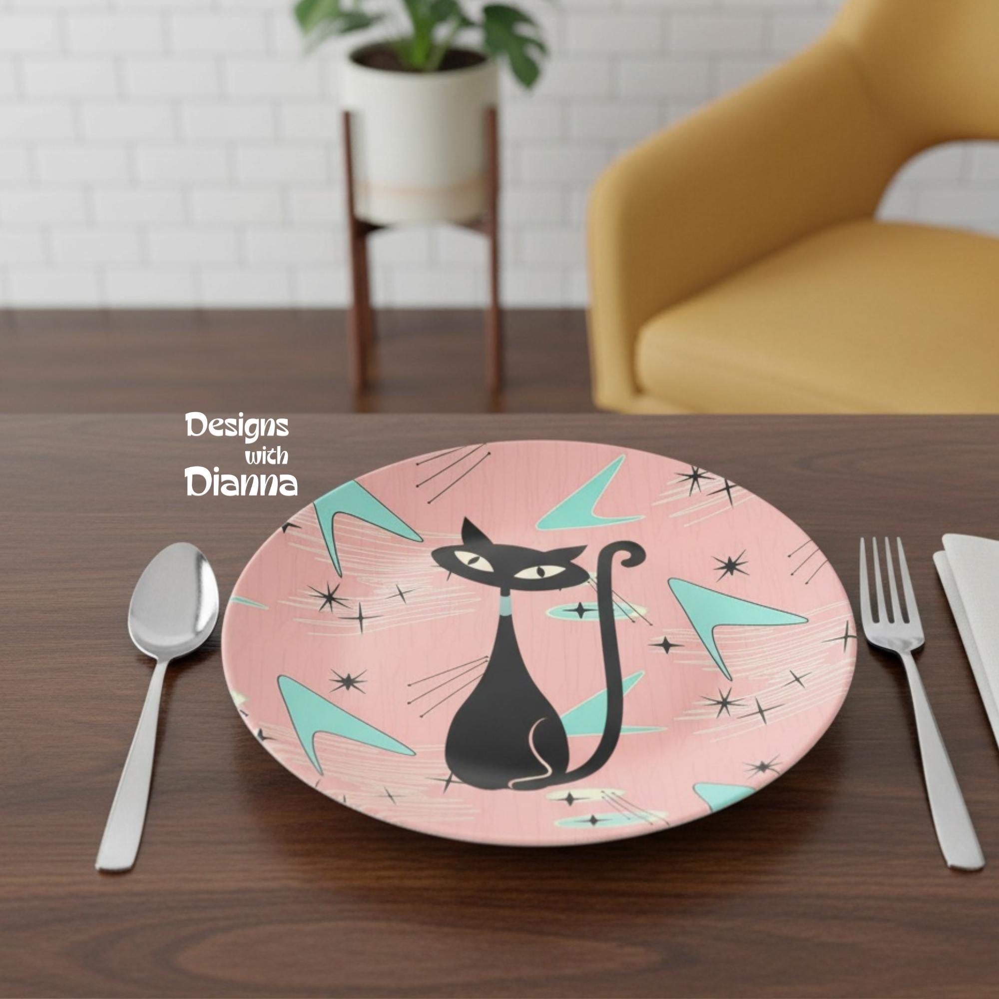 Atomic Cat Plate Mid Century Modern Dinnerware Mid Century Modern ...
