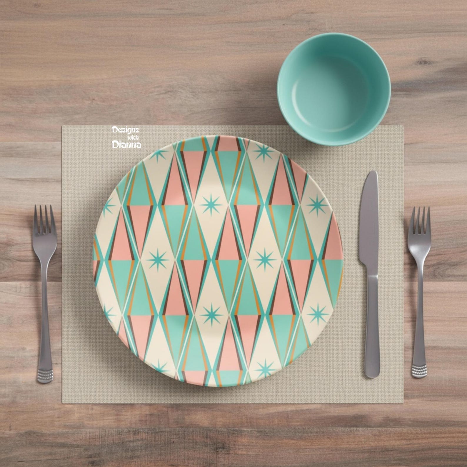 Mid Mod Atomic Starburst Plate 50s Vintage Mid Century Modern Lime ...