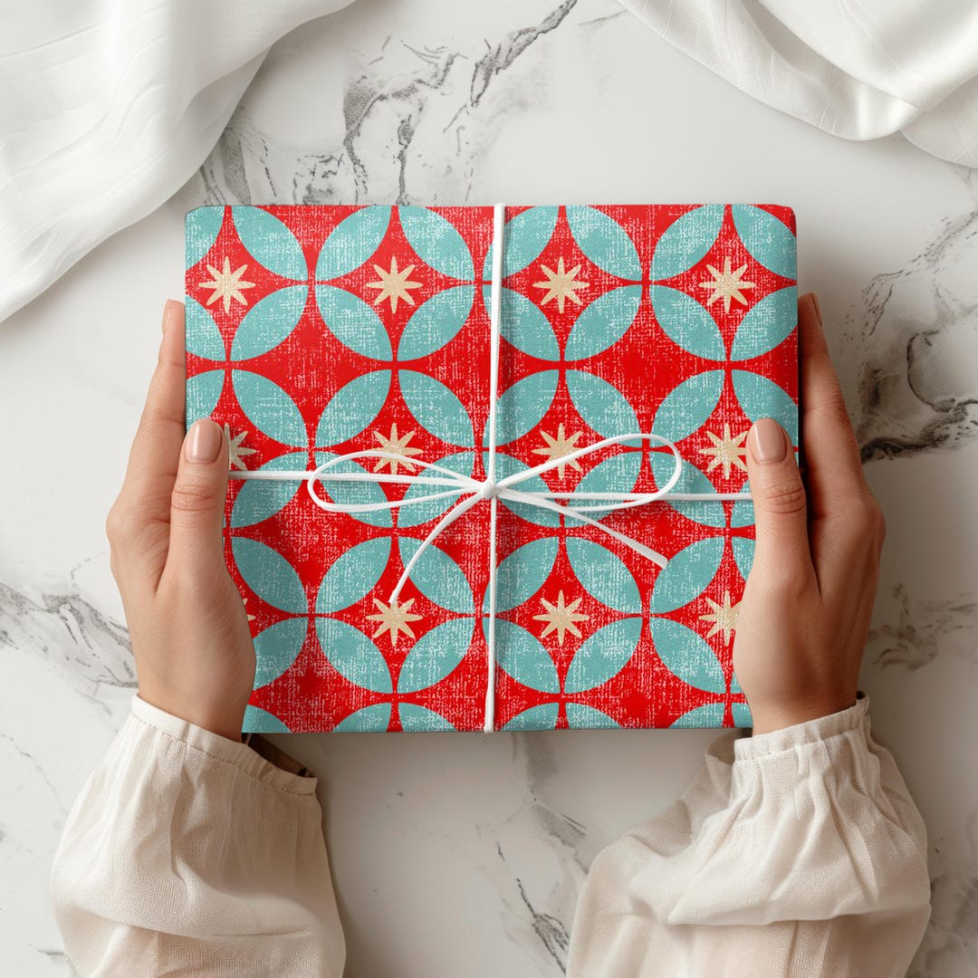 Retro Christmas Wrapping Paper Roll Mid Century Modern Gift Wrap 1950s ...