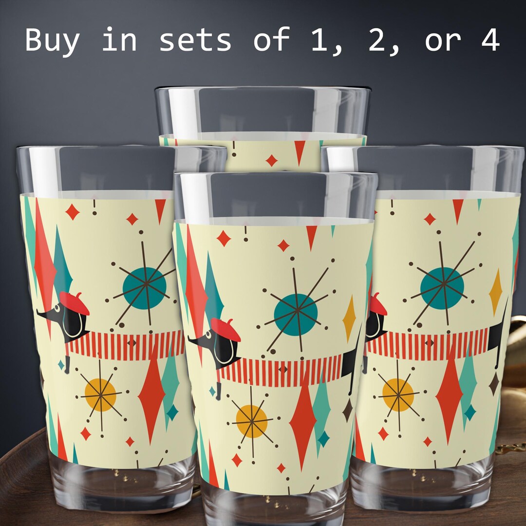 Atomic Dog Dachshund Glass Atomic Dog Drinkware Retro Doxie Dog Gift ...