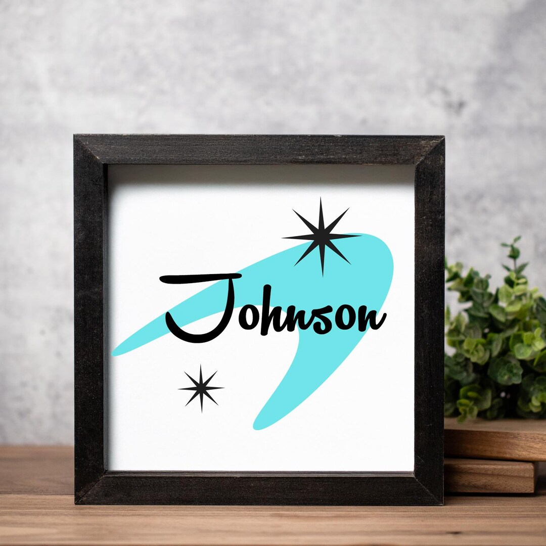 Custom Boomerang Sign Retro Mid Century Modern Atomic Starburst Design ...