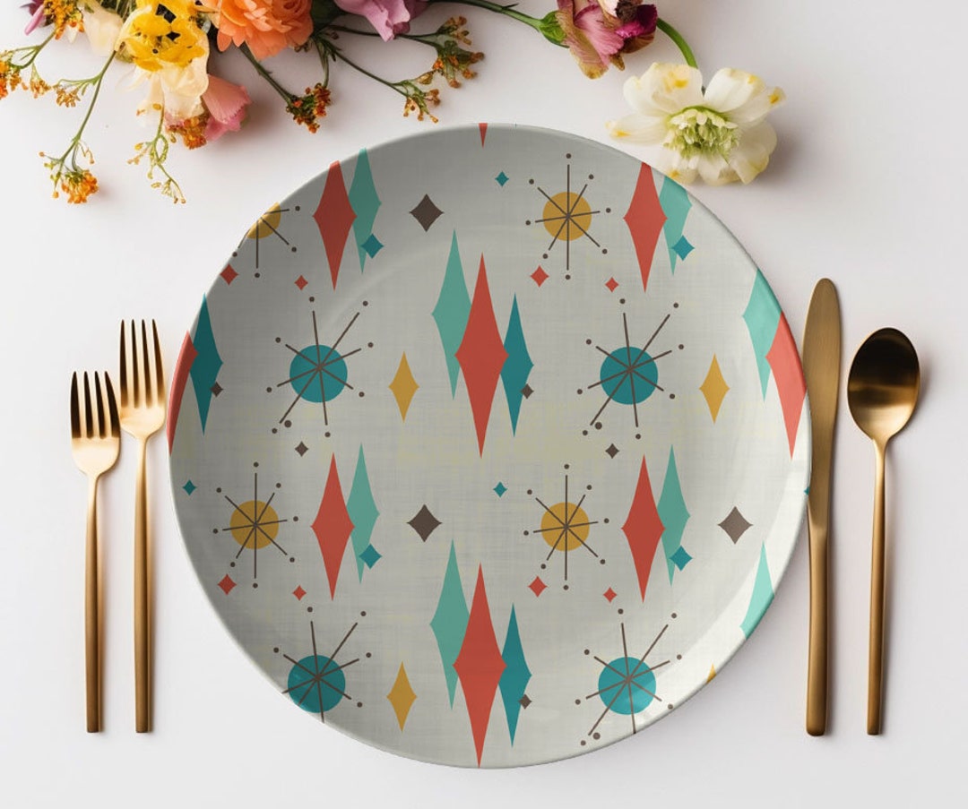 Atomic Starburst Dinner Plate, MCM Atomic Style Plate - Etsy