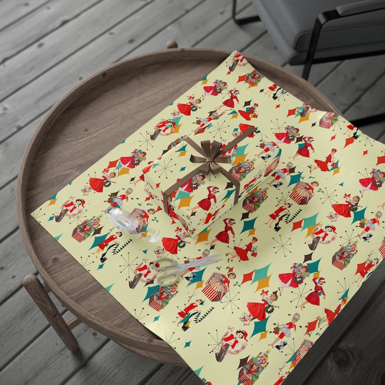 1950s Retro Vintage Christmas Wrapping Paper, Vintage 1950s Wrapping ...