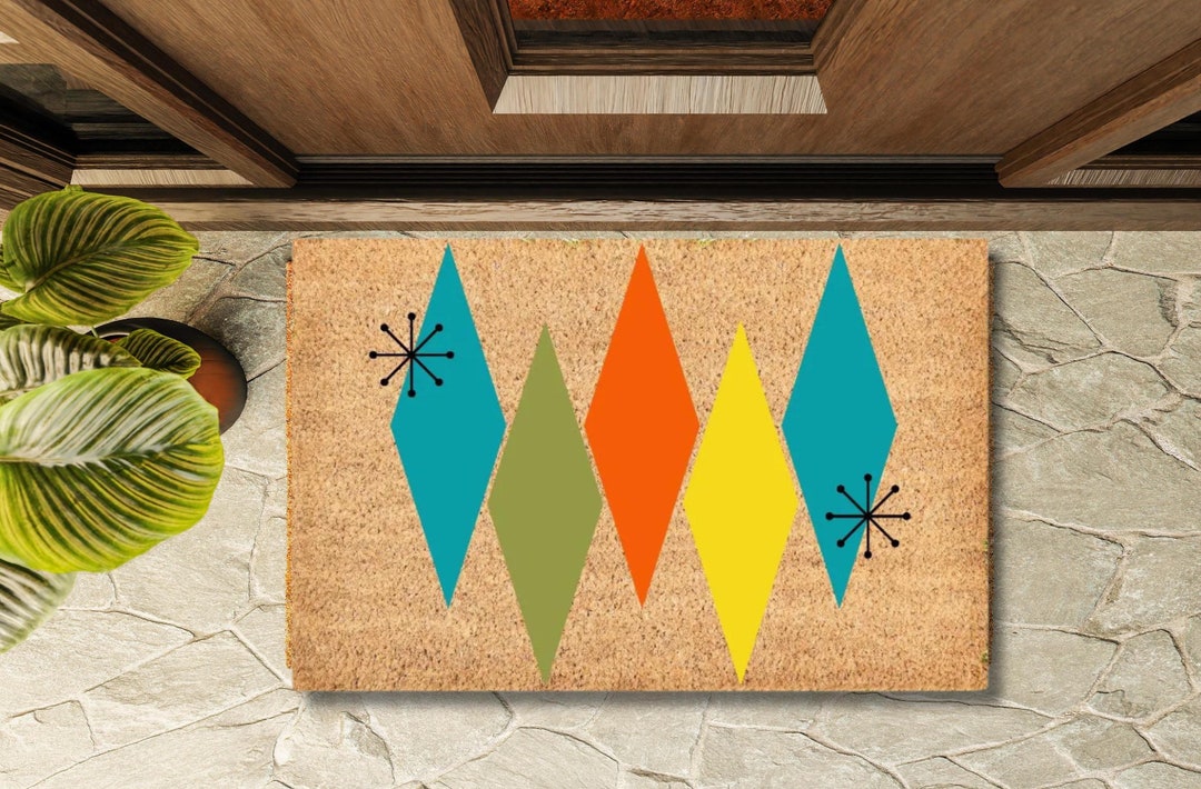 Mid Century Modern Doormat, 1950s Inspired Welcome Mat, Retro Front ...