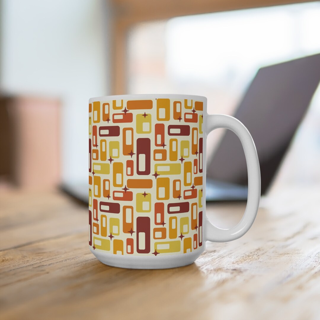 Mid Century Modern Atomic Geometric Coffee Mug, Abstract Coffee Mug ...