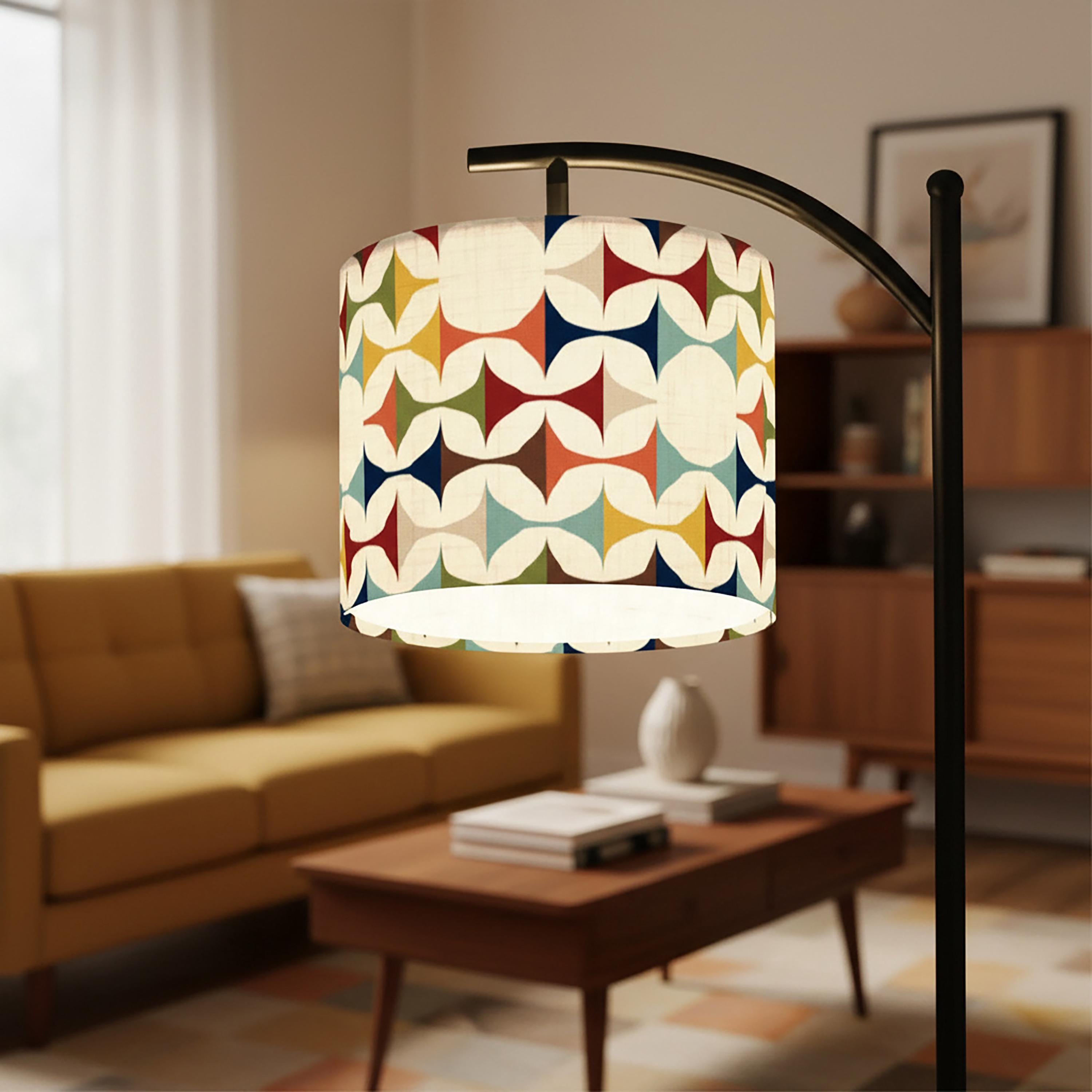 Scandinavian Modern Arc Floor Lamp Retro 60s Geometric Pattern Mid ...