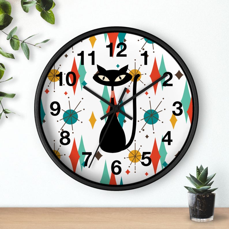 Retro Atomic Cat Wall Decor Atomic 50s Style Decor Mid Century Modern ...