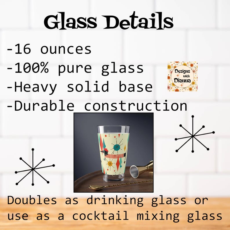 Atomic Dog Dachshund Glass Atomic Dog Drinkware Retro Doxie Dog Gift ...