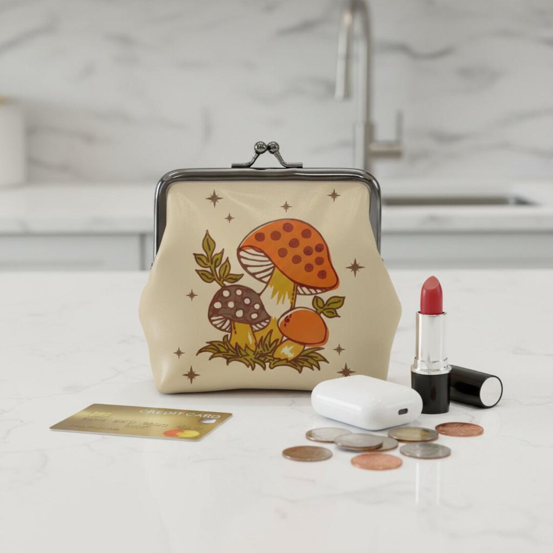 Merry Mushroom Coin Purse Retro Mushroom Change Pouch Vintage Inspired ...