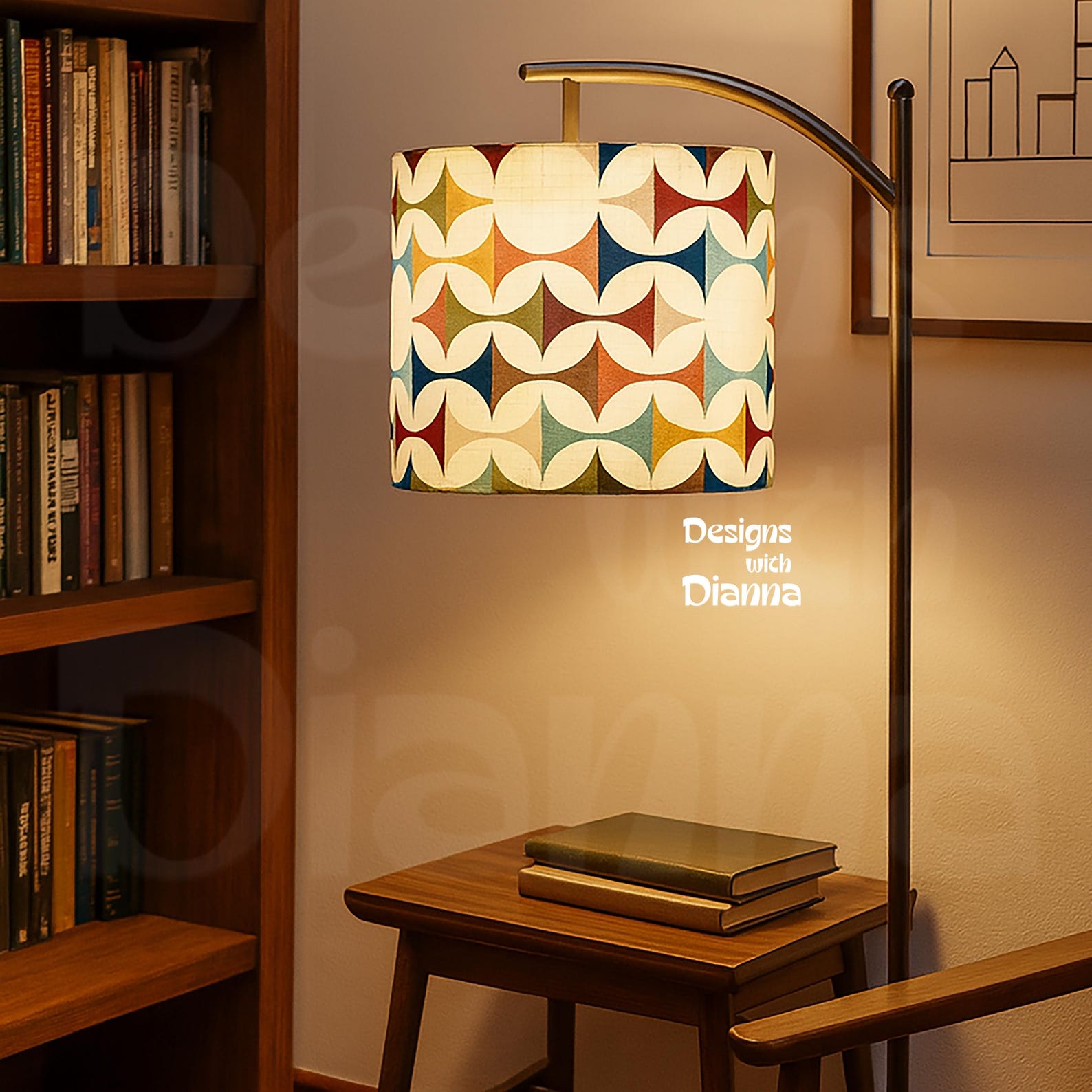 Scandinavian Modern Arc Floor Lamp Retro 60s Geometric Pattern Mid ...