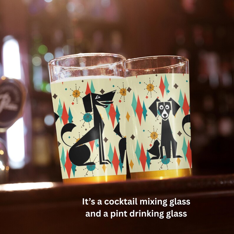 Atomic Dog Glass Mid Century Modern Glass Set of 1,2, or 4 Retro Atomic ...