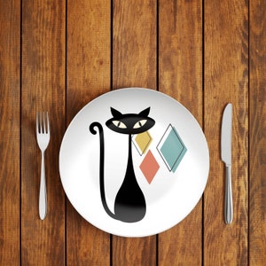 Atomic Cat Dinner Plate With Starbursts, Retro Atomic Cat Dinnerware ...
