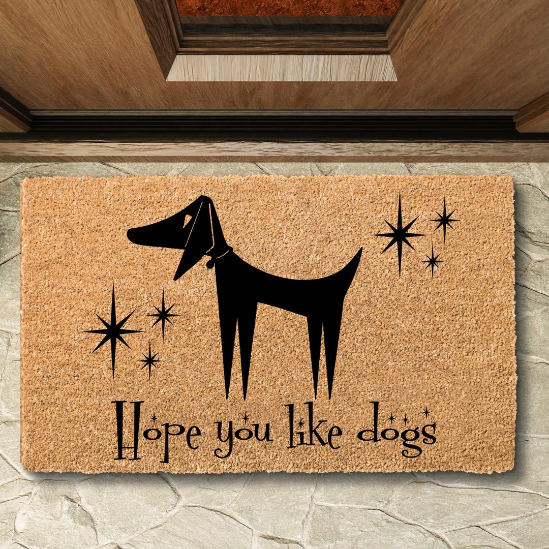 Retro Mid Century Modern Dog Doormat Funny Welcome Mat for Dog Lovers ...