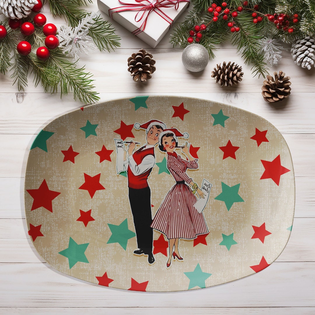 Vintage Retro 1950s Kitsch Christmas Platter, Atomic Holiday Serving ...