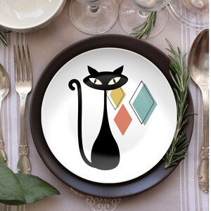 Atomic Cat Dinner Plate With Starbursts, Retro Atomic Cat Dinnerware ...