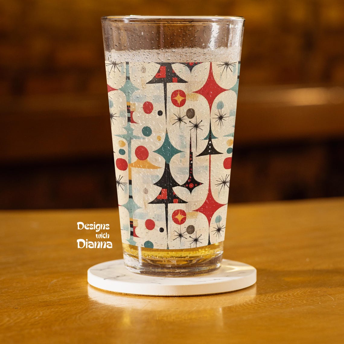 Atomic Starburst Cocktail Glass Retro Christmas Atomic Barware Kitschy ...