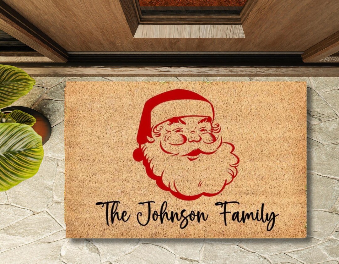 Retro Santa Door Mat Christmas Decor Personalized Christmas Door Mat ...