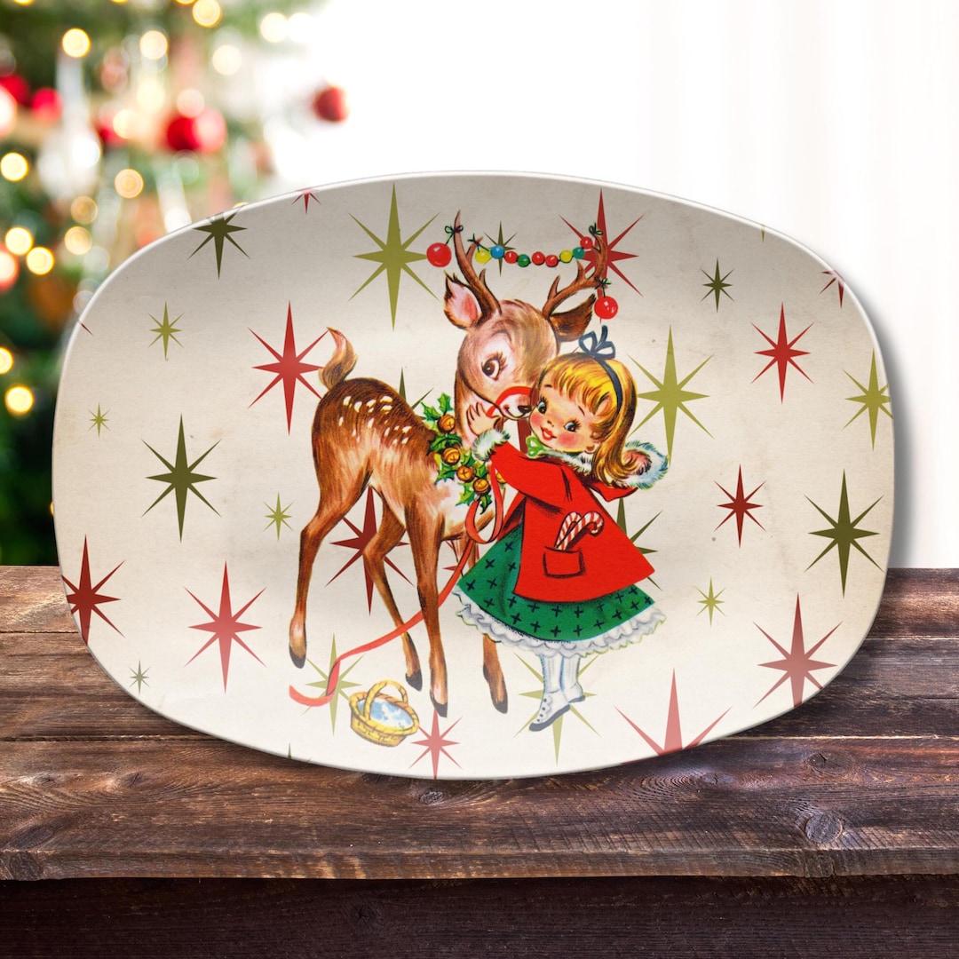 Retro Fun 1950s Kitsch Christmas Platter, Atomic Holiday Serving Tray ...