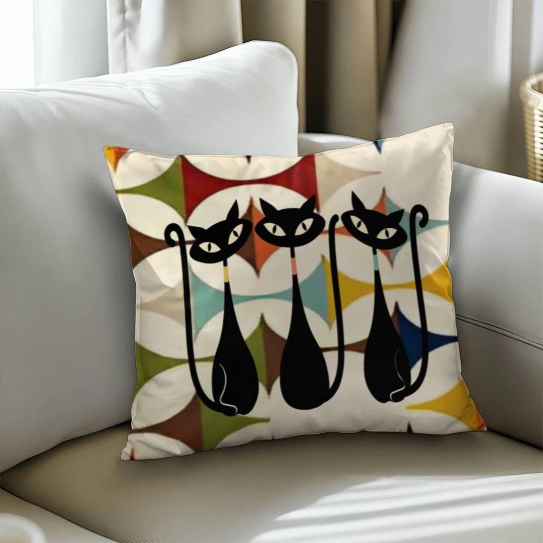 Atomic Cat Retro Pillow Case Retro Home Decor Perfect Gift for Cat ...
