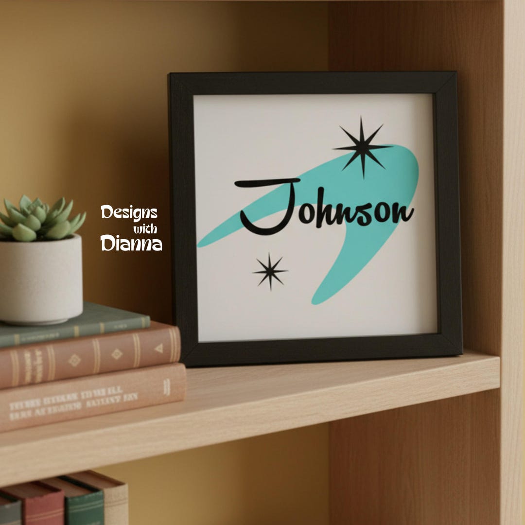 Custom Boomerang Sign Retro Mid Century Modern Atomic Starburst Design ...