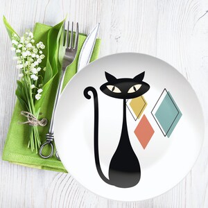 Atomic Cat Dinner Plate With Starbursts, Retro Atomic Cat Dinnerware ...