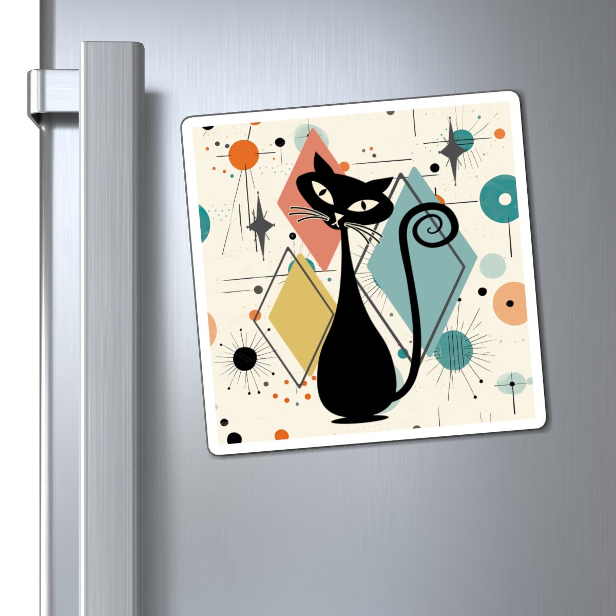 Mid Century Modern Atomic Cat Fridge Magnet, Vintage Style Cat Fridge ...