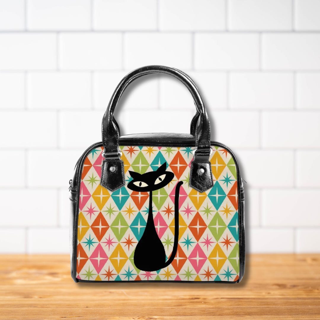 Atomic Cat Handbag, Atomic Cat Crossbody Bag, Black Cat Shoulder Bag ...
