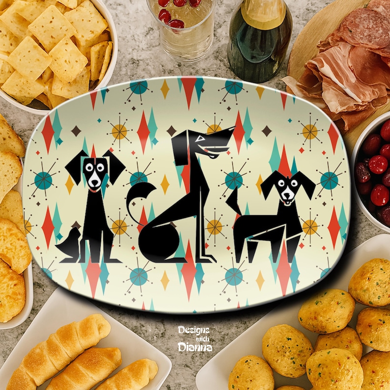 Atomic Dog Platter Retro Mid Century Modern Platter Retro Serving Tray ...