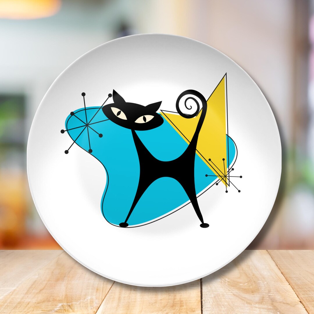 Atomic Cat Plate, Atomic Cat Cookie Plate, Mid Century Modern ...
